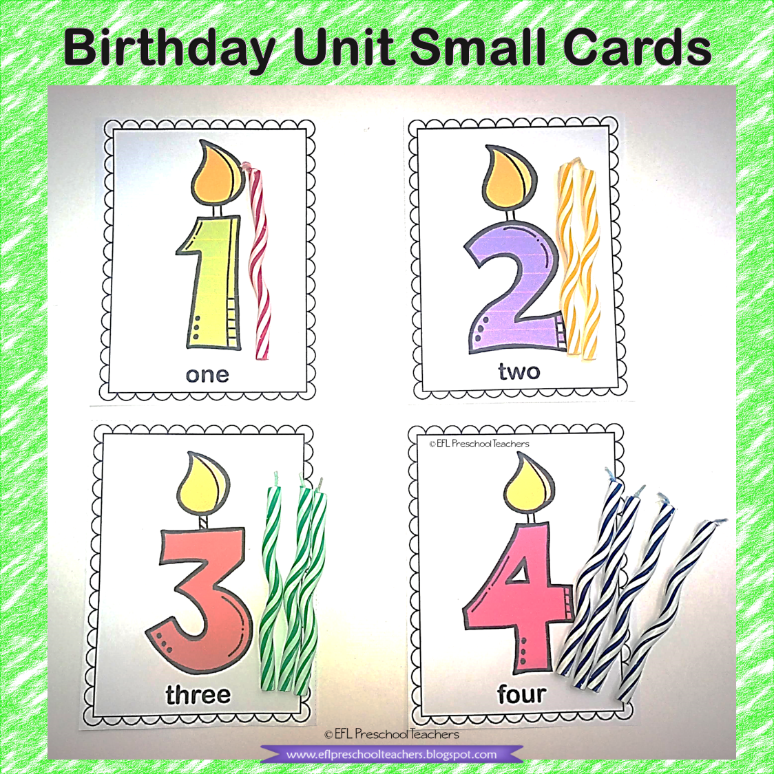 ESL/EFL Preschool Teachers: Birthday Unit Small cards for ELL