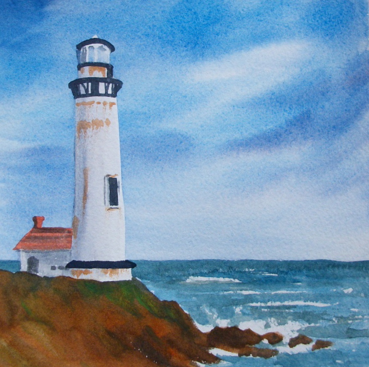 Jolley Art (365 Paintings): 50-50 IV Pigeon Point Lighthouse (Diptych)