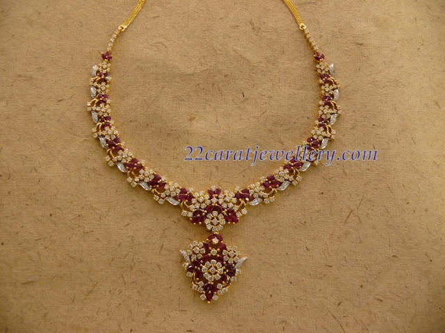 Fabulous Ruby Sets with Diamonds - Jewellery Designs