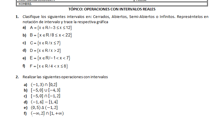 TALLER GRADO 11 - INTERVALOS