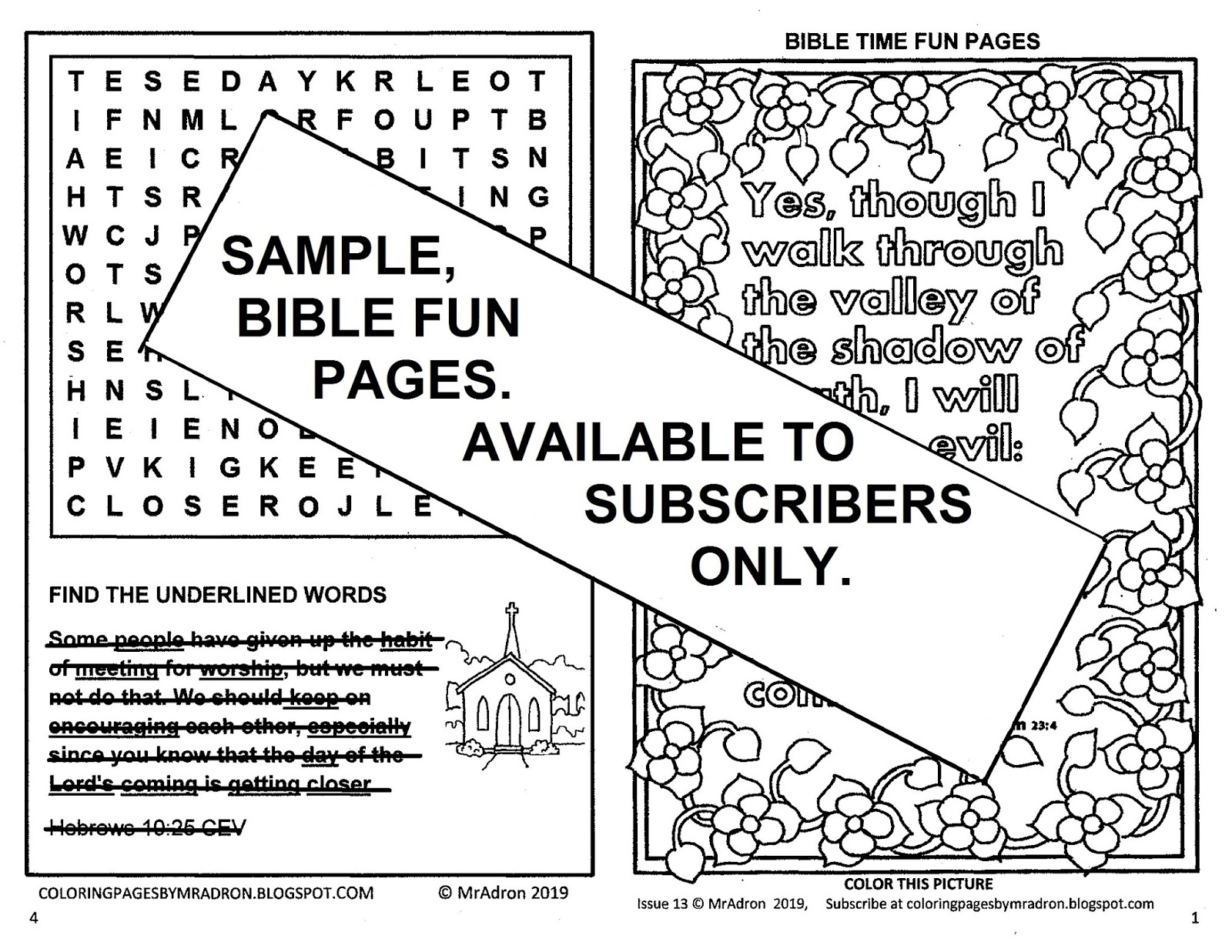 Coloring Pages for Kids by Mr. Adron: Bible Fun Time Activity Printable ...