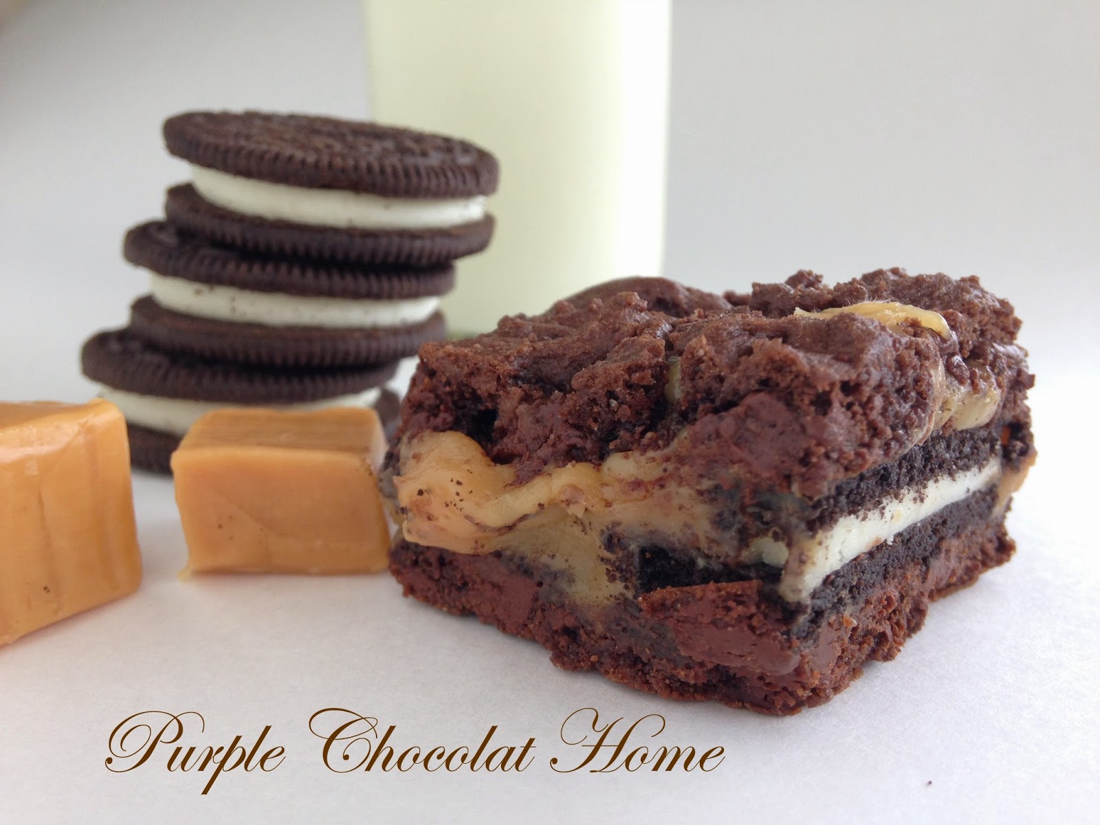 Caramel Oreo Brownies - Purple Chocolat Home
