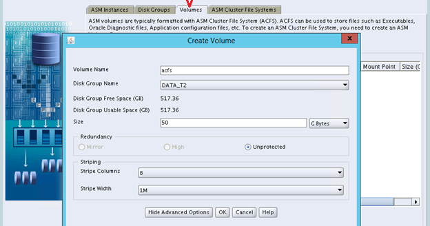 Oracle 12c How To Create Asm Cluster File System Acfs Using Asm Configuration Assistant Asmca