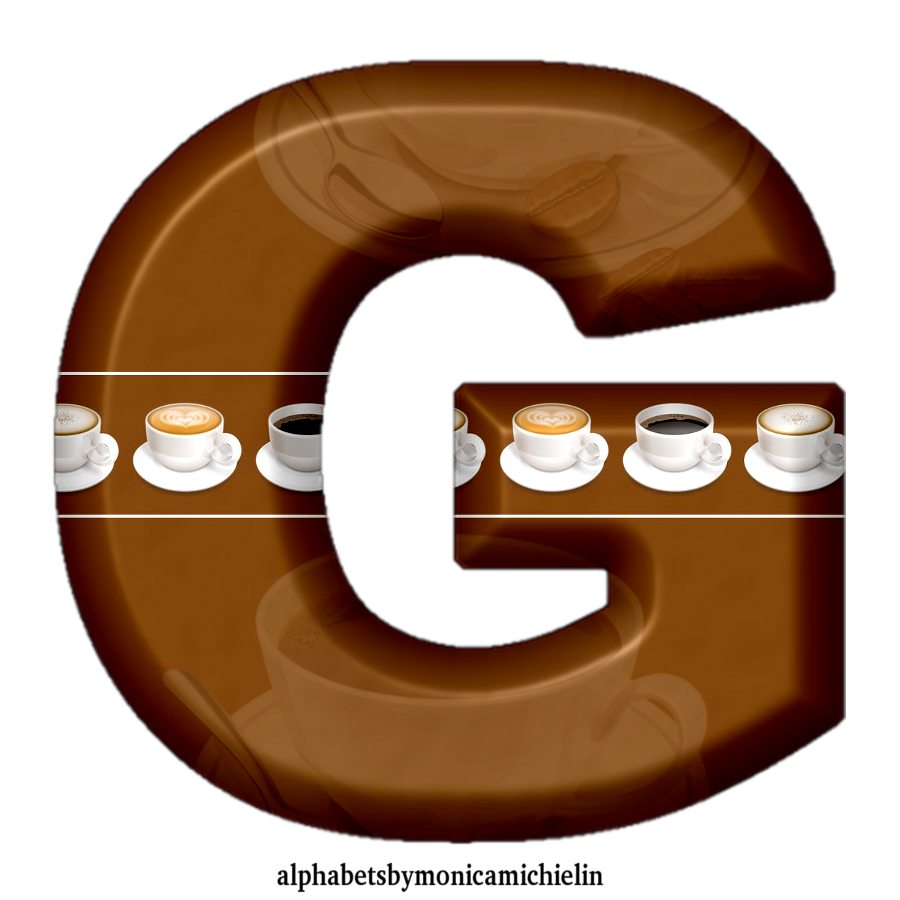 M. Michielin Alphabets: COFFEE ALPHABET 'BROWN COFFEE CUP BORDER ...