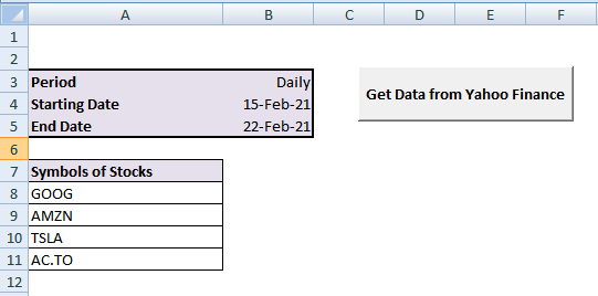 Excel Macro : Extract historical data for multiple stocks