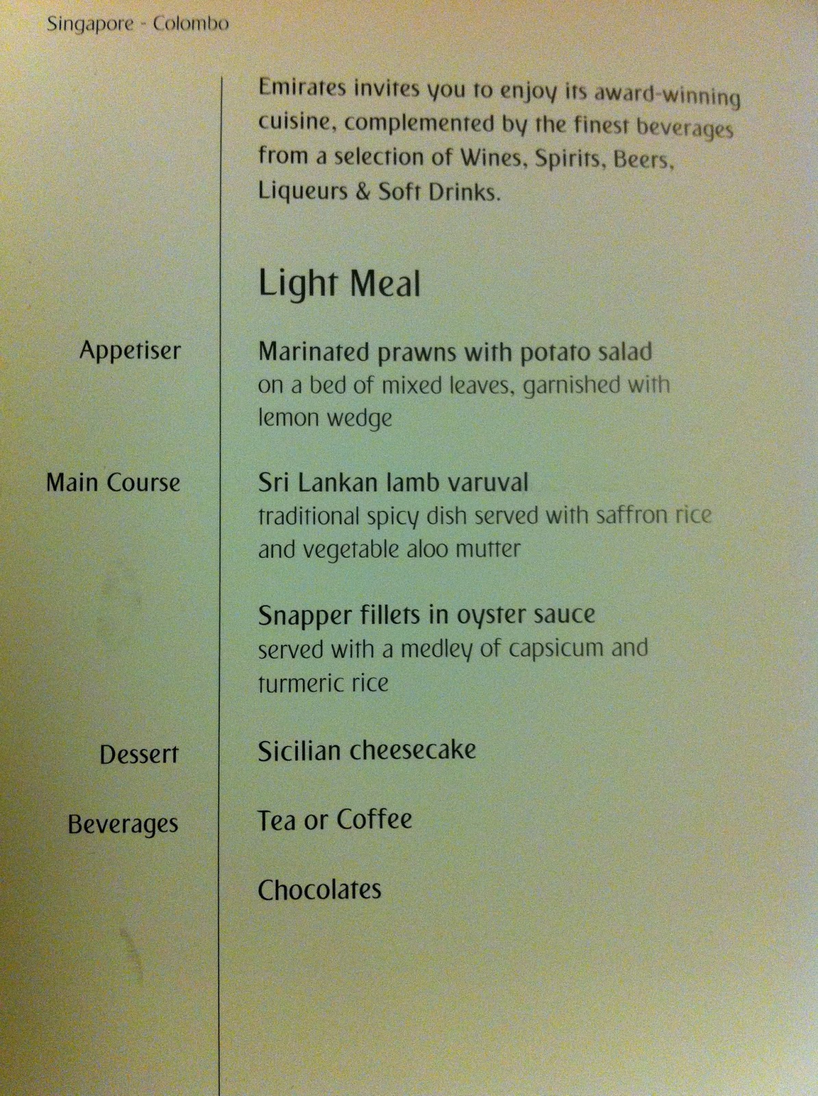 FoodieFC: Light Meal & Breakfast On Board Emirates Airlines From ...