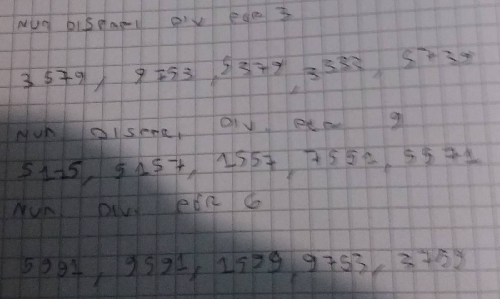 mate rdr: correzione compiti - numeri divisibili per 3; 3 exp 2; (2x3)