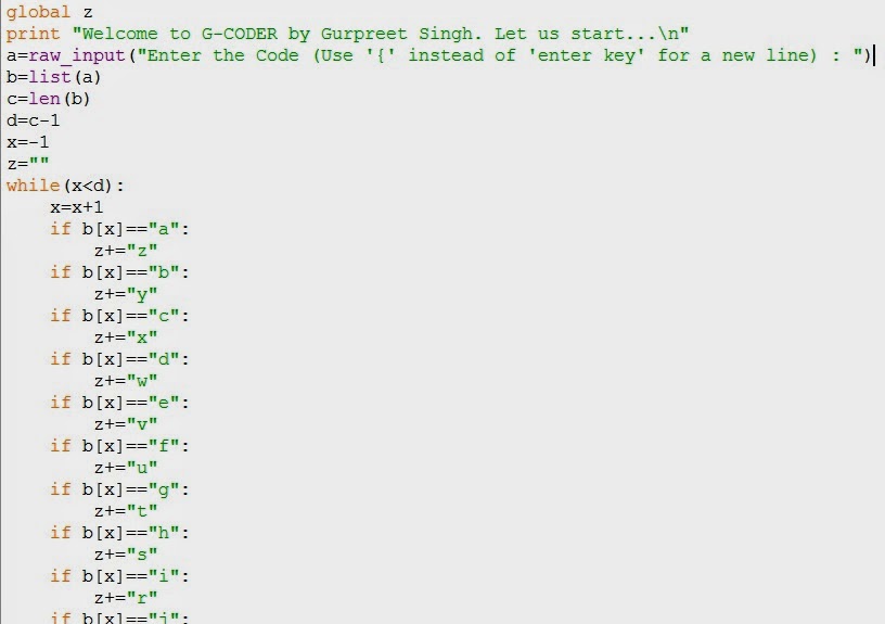 Python Palace: G-CODER - Encrypt your text! Python Palace: G-CODER - Encrypt your text!