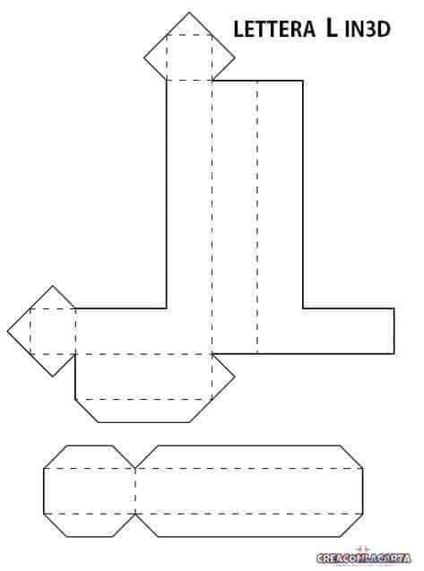 Molde letra L 3D para imprimir gratis: Letras do alfabeto