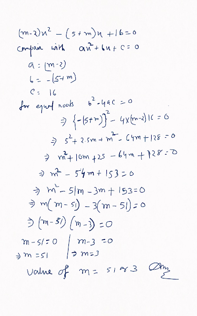 Update ANS: Class 10 ICSE Math Question Find the value of m if the ...
