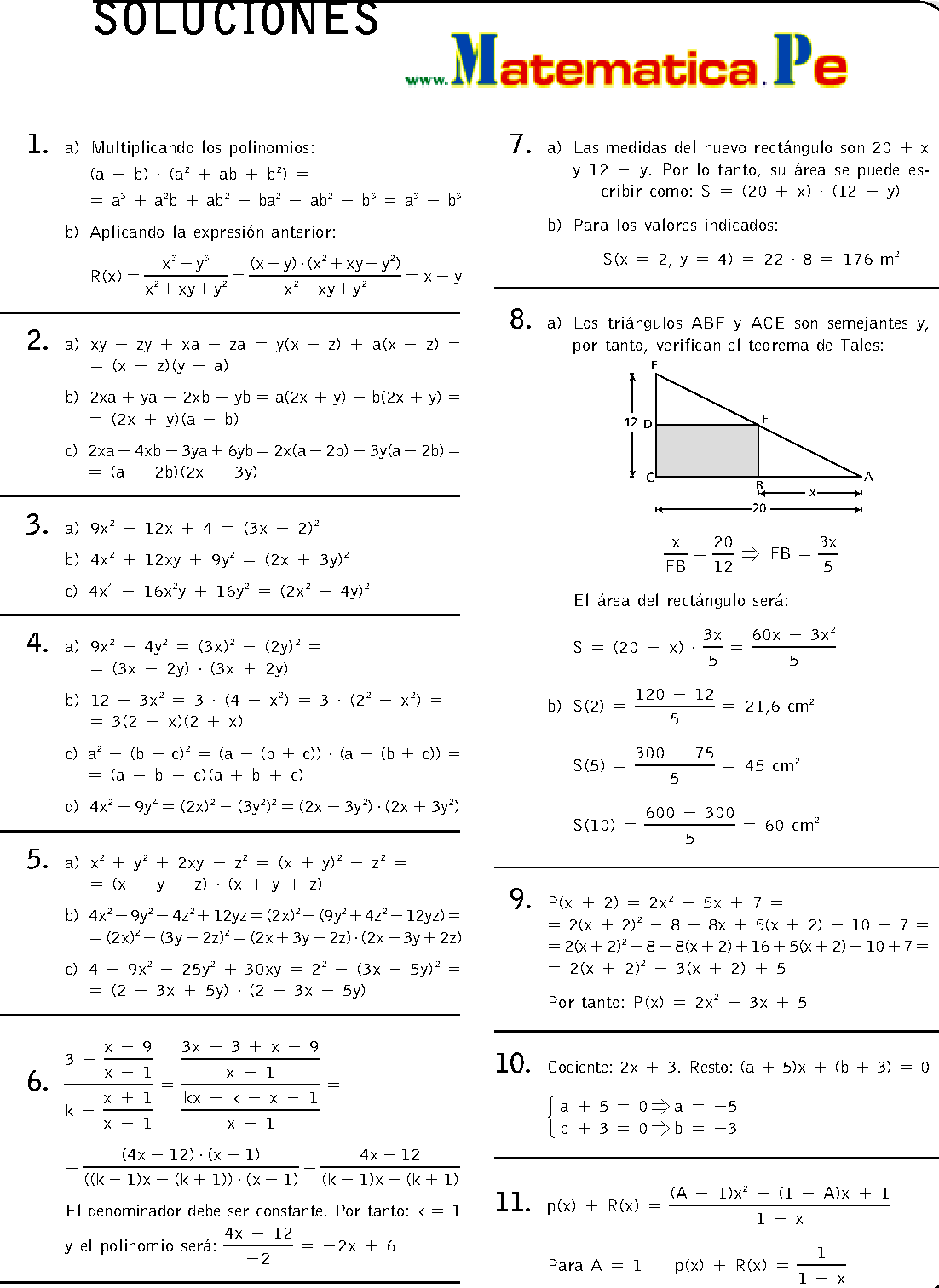 EXPRESIONES ALGEBRAICAS EJERCICIOS RESUELTOS MATEMATICAS 1 BACHILLERATO