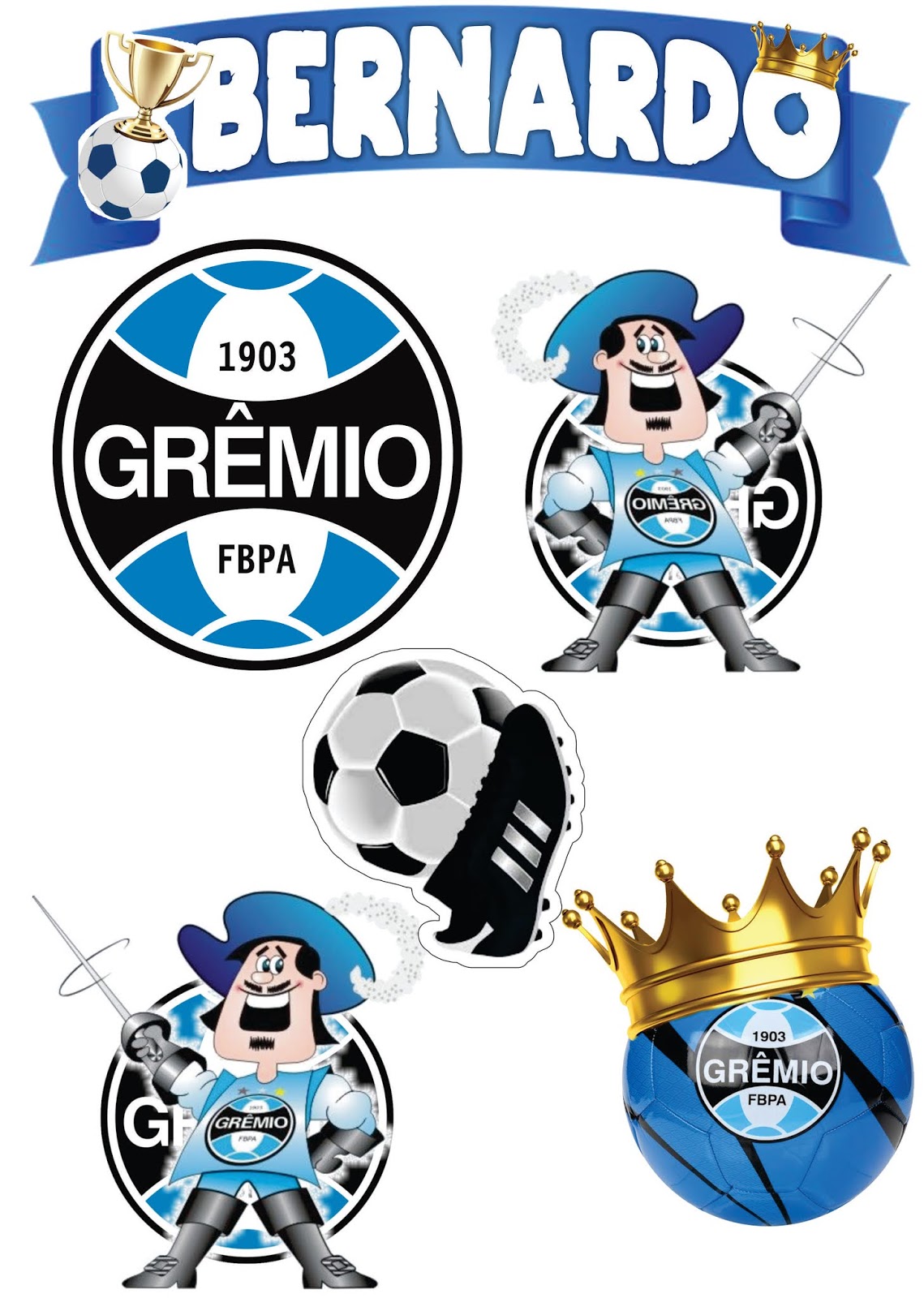 Topo de Bolo Grêmio para editar e imprimir grátis - Festa Free
