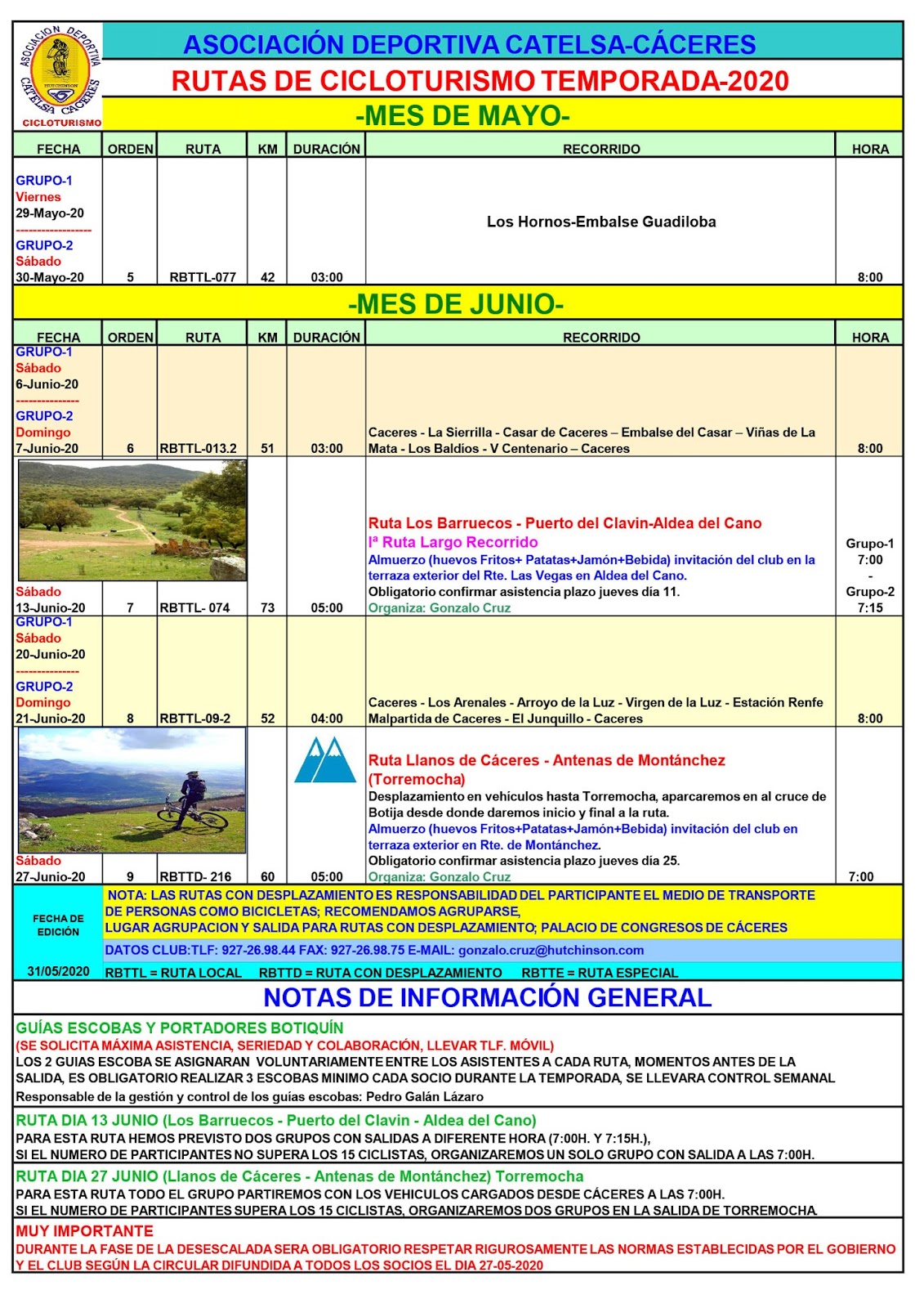 Club BTT Catelsa Cáceres: Calendario de rutas para mayo/junio y normas ...