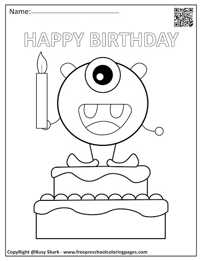 Happy birthday monsters coloring pages