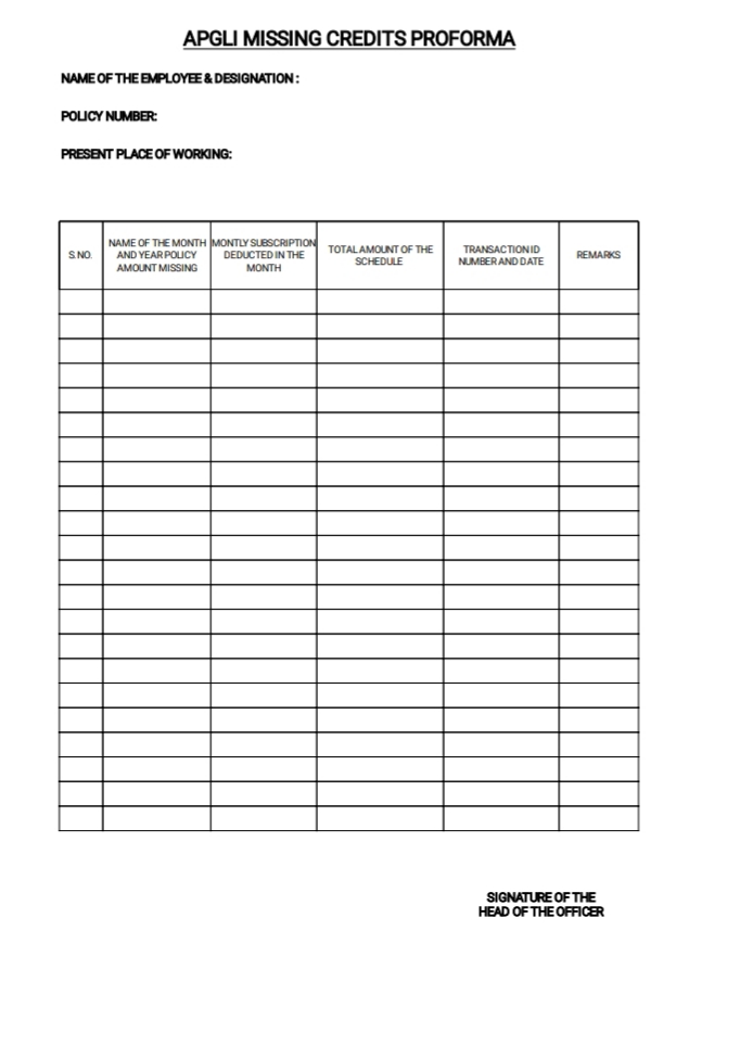 APGLI MISSING CREDITS PROFORMA ~ Andhra Teachers Teachers Job Related ...