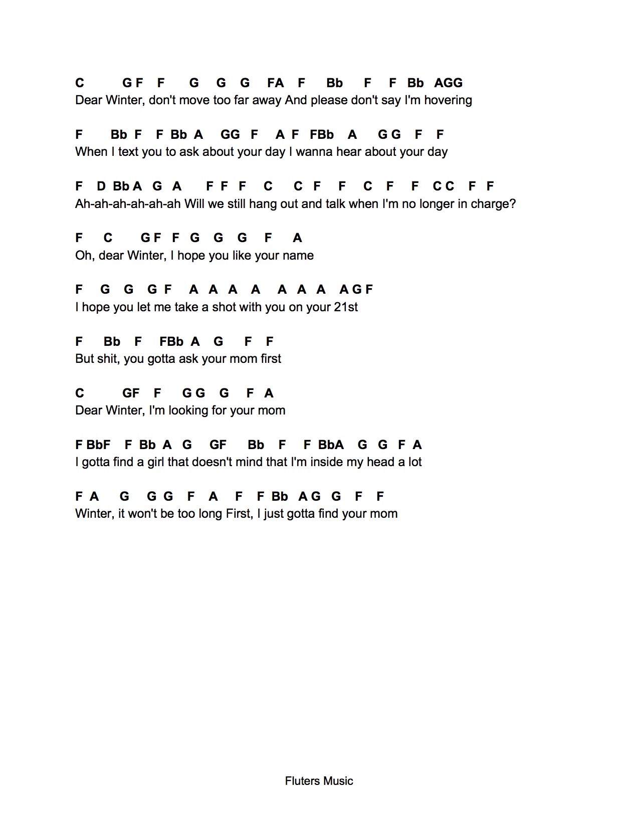 Flute Sheet Music: Dear Winter