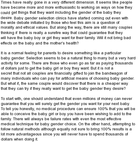 How to Choose Baby Gender Guide: Baby Gender Selection Chart