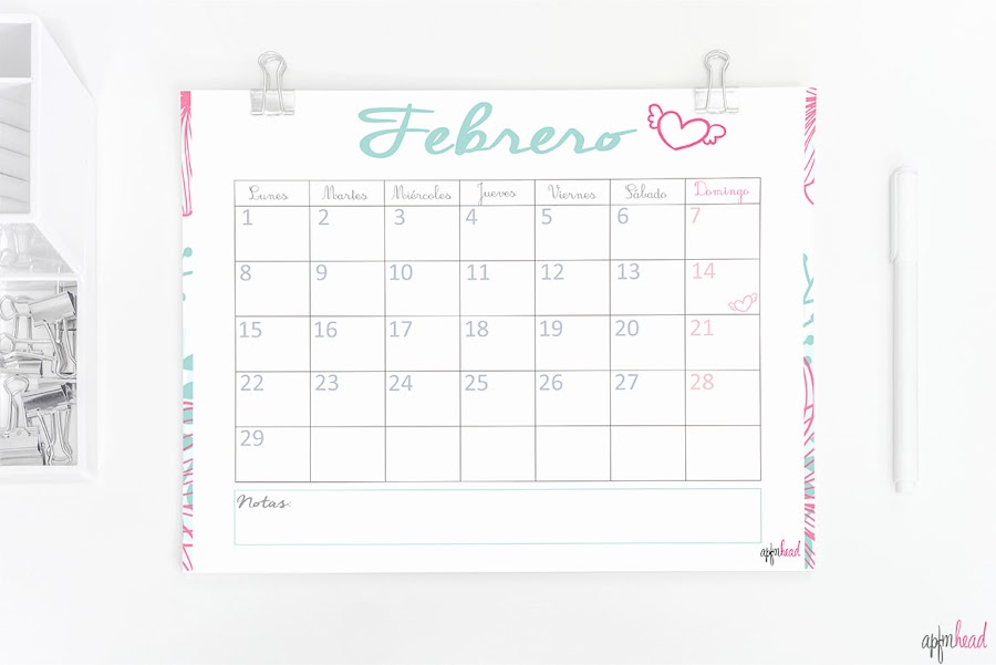 Freebie: Calendario Febrero | Manualidades