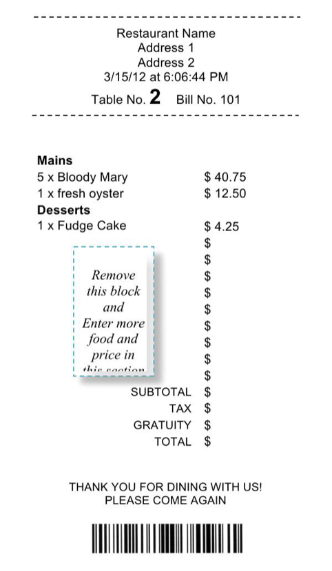 Restaurant Receipts Template - Collage Template