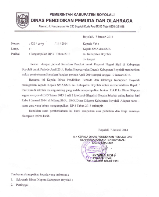 INFO SMA SMK KABUPATEN BOYOLALI: PENGUMPULAN DP3 TAHUN 2013