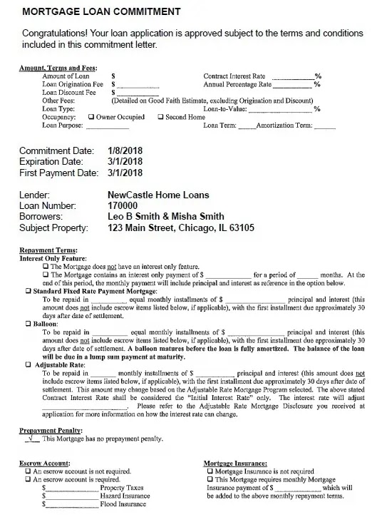 Mortgage Commitment Letter Template ~ Resume Letter
