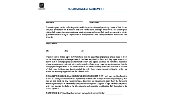 Free Hold Harmless Letter Template ~ Resume Letter