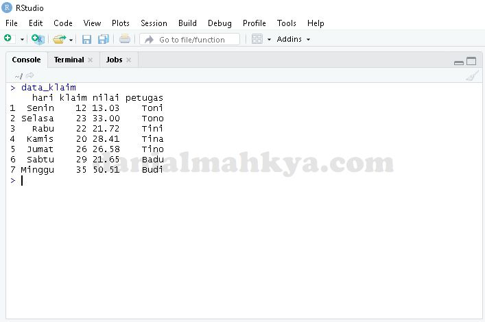 Tutorial R : Manajemen Data Sederhana pada RStudio | danialmahkya.com