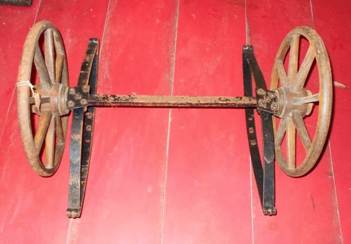 Log Cabin Antiques & Gifts: Fantastic old wooden wheels and axle with ...