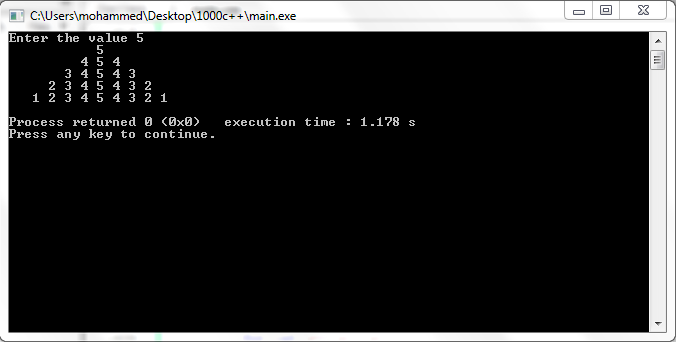 Programmers Area: C++ program to generate pyramid of numbers