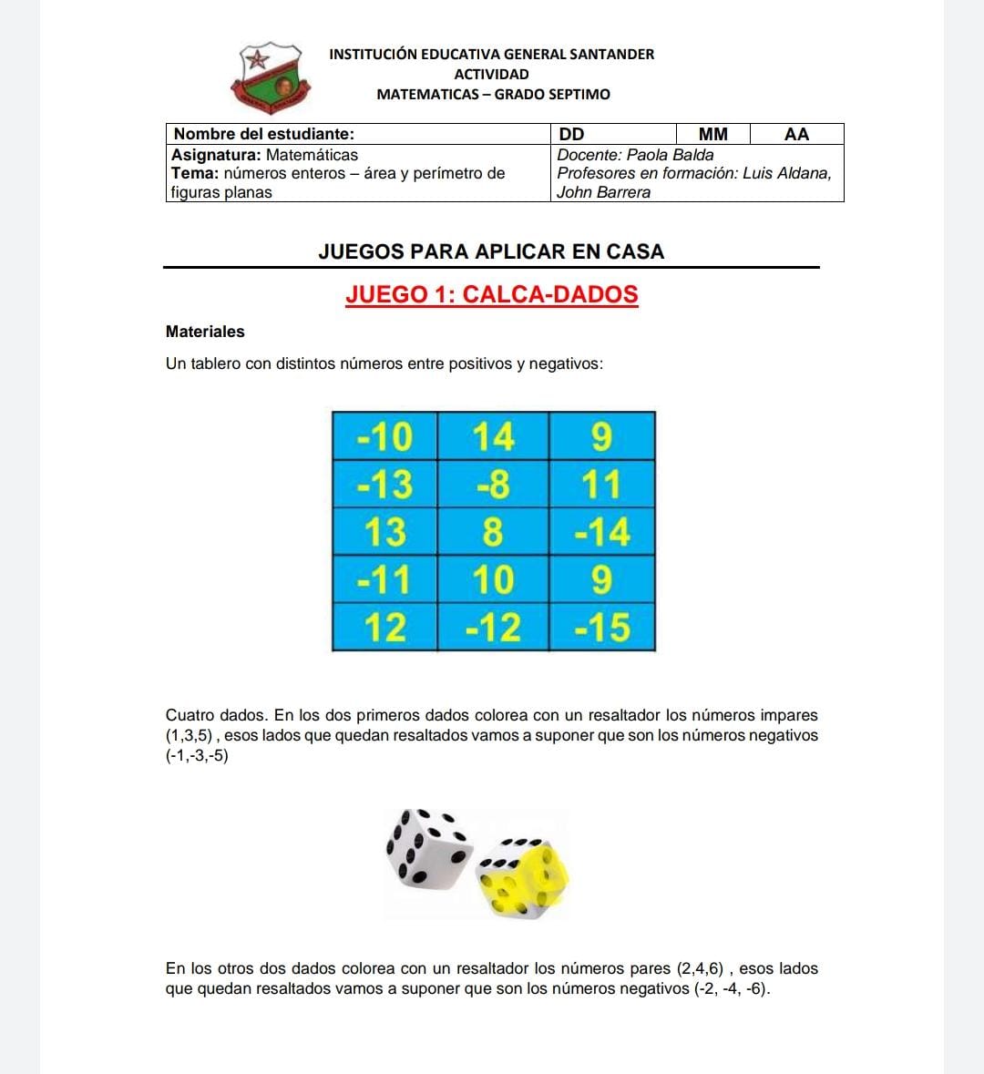 MATEMATICAS : SEPTIMO