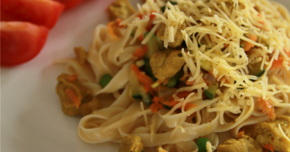 veganiški receptai : Makaronai su Seitanu Grietinėlės Padaže