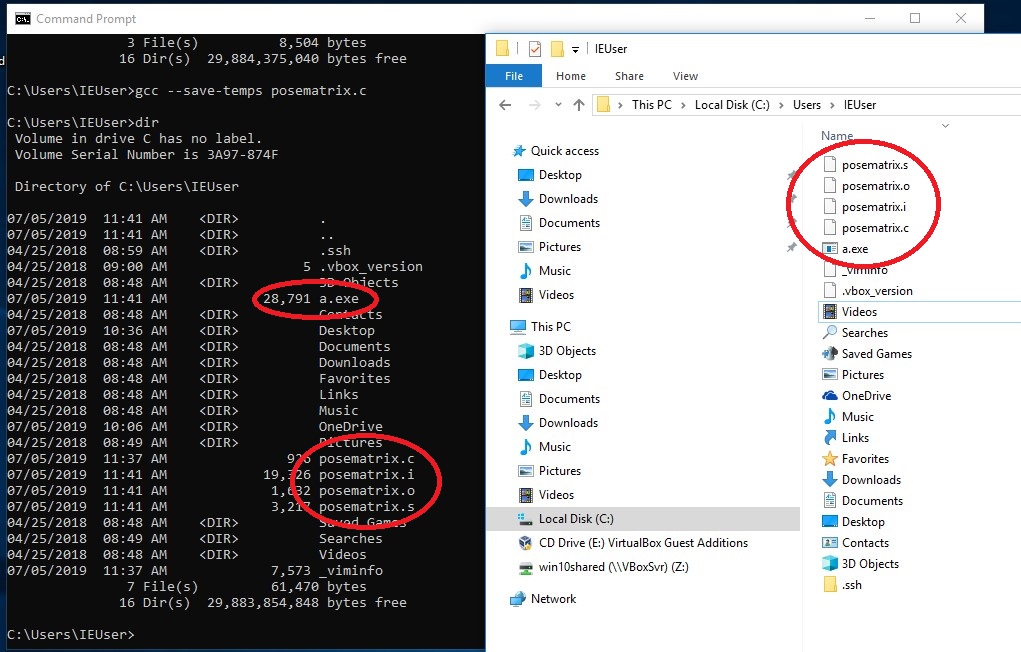 C development environment with gcc vim and radare2 in Windows 10 the ...