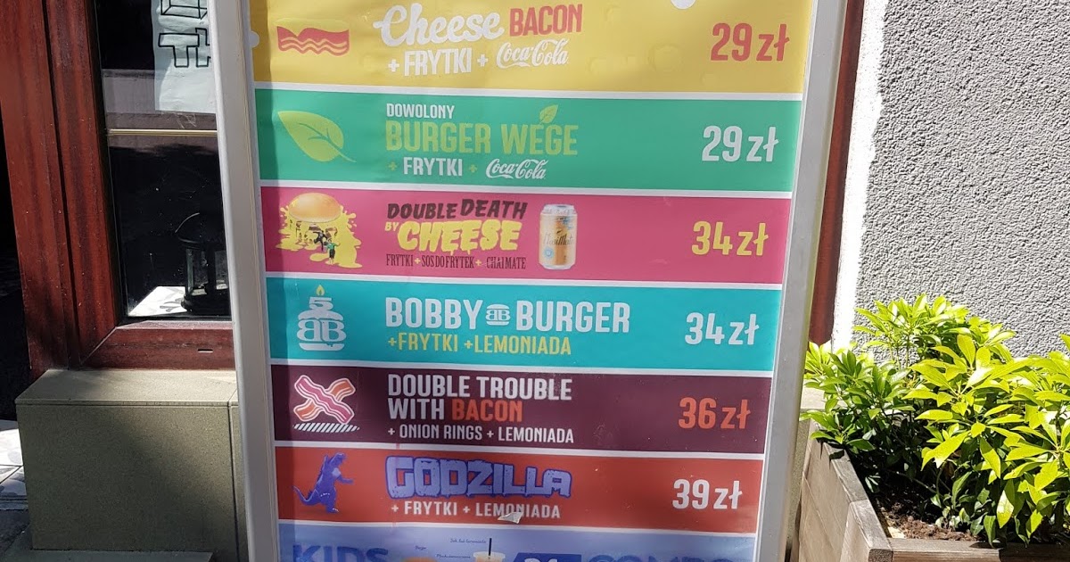 MENU bez glutenu bez laktozy: BOBBY BURGER