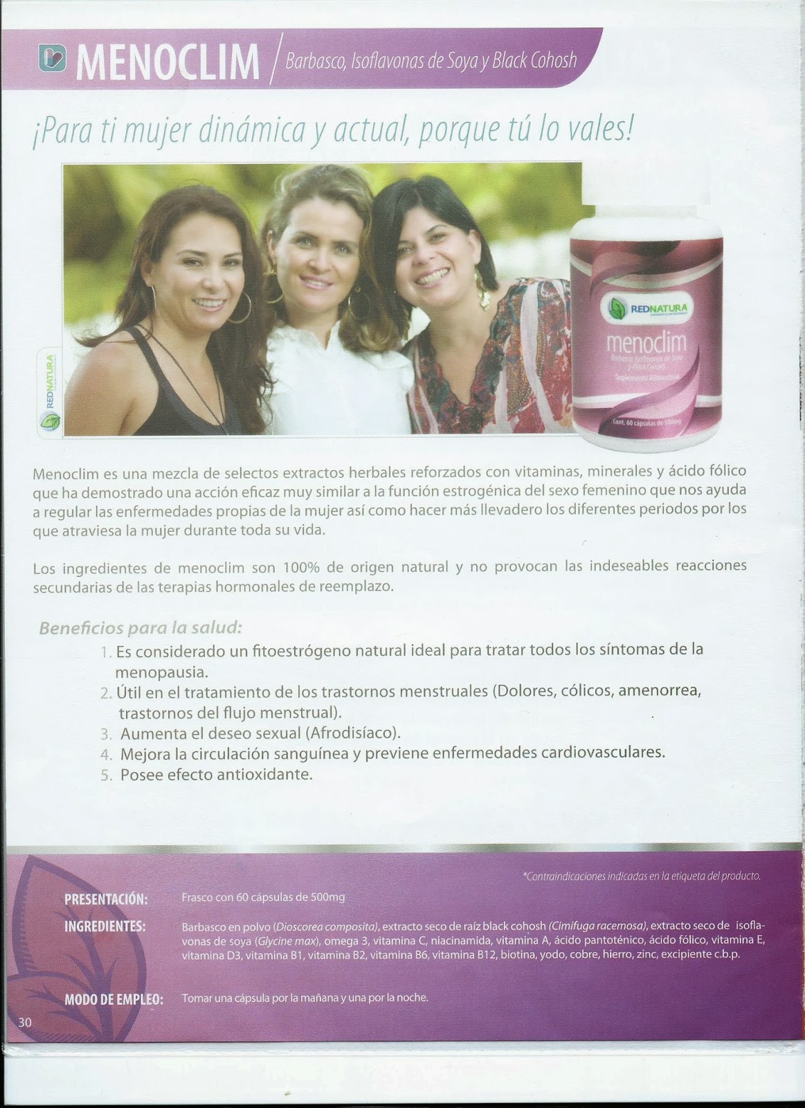 REDNATURA: MENOCLIM BENEFICIOS