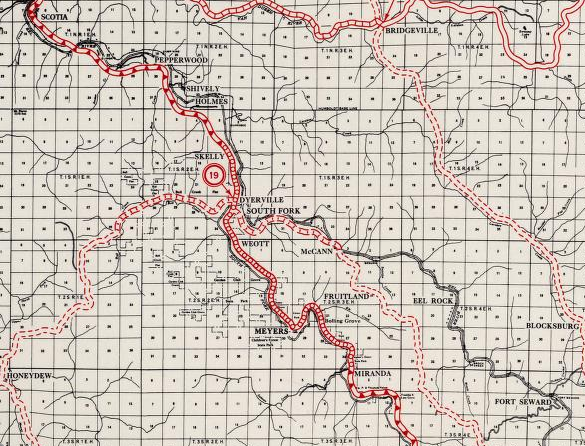California State Route 254; Avenue of the Giants and former US Route 101