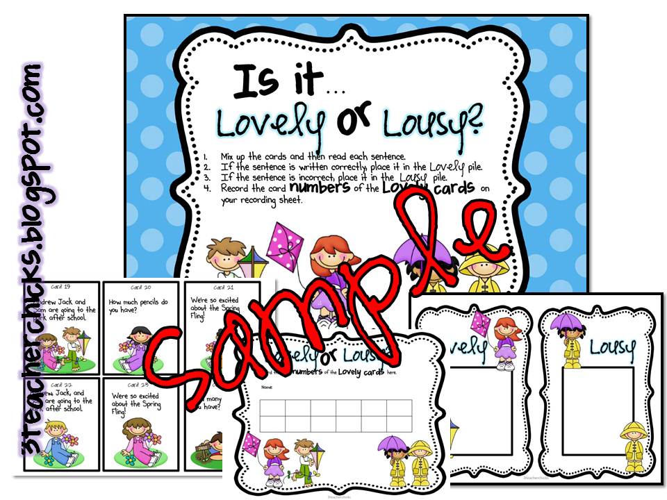 3 Teacher Chicks: Spring Literacy Centers and Freebie!