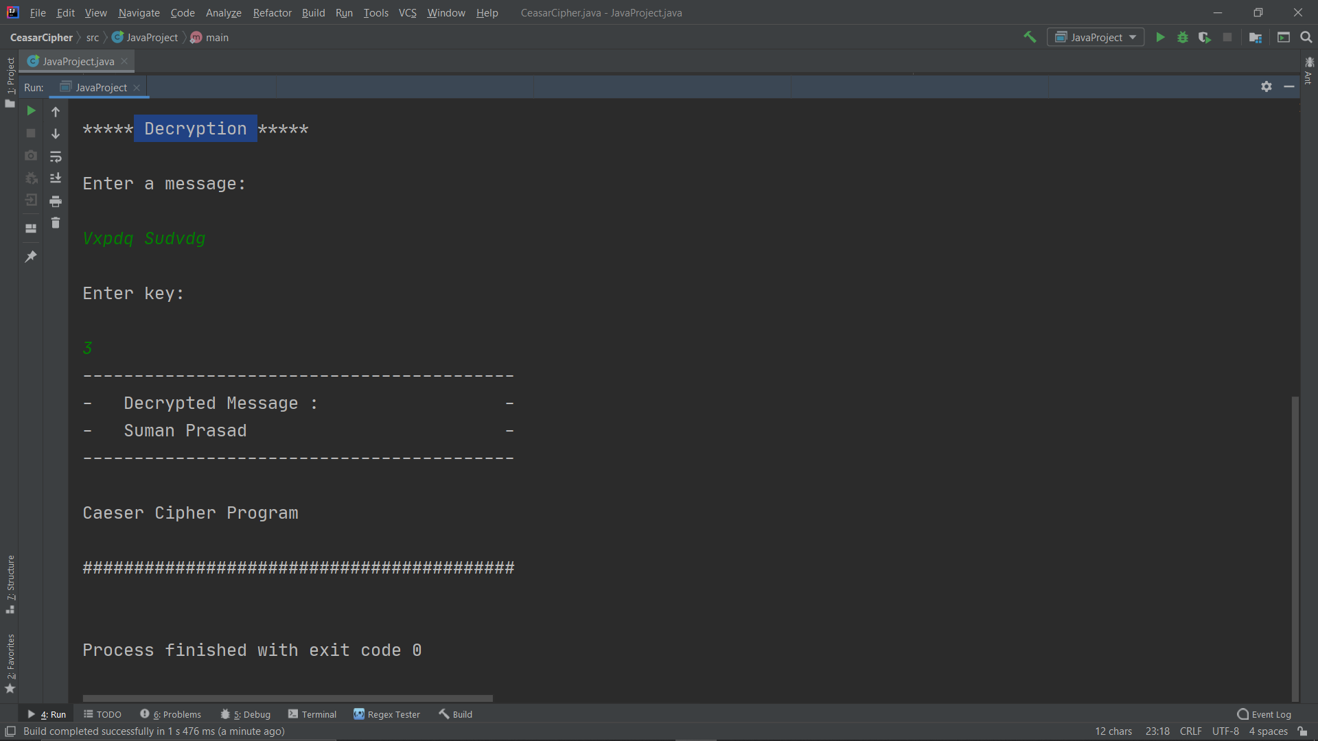 Encryption Using Caesar Cipher 💻programming With Suman Prasad