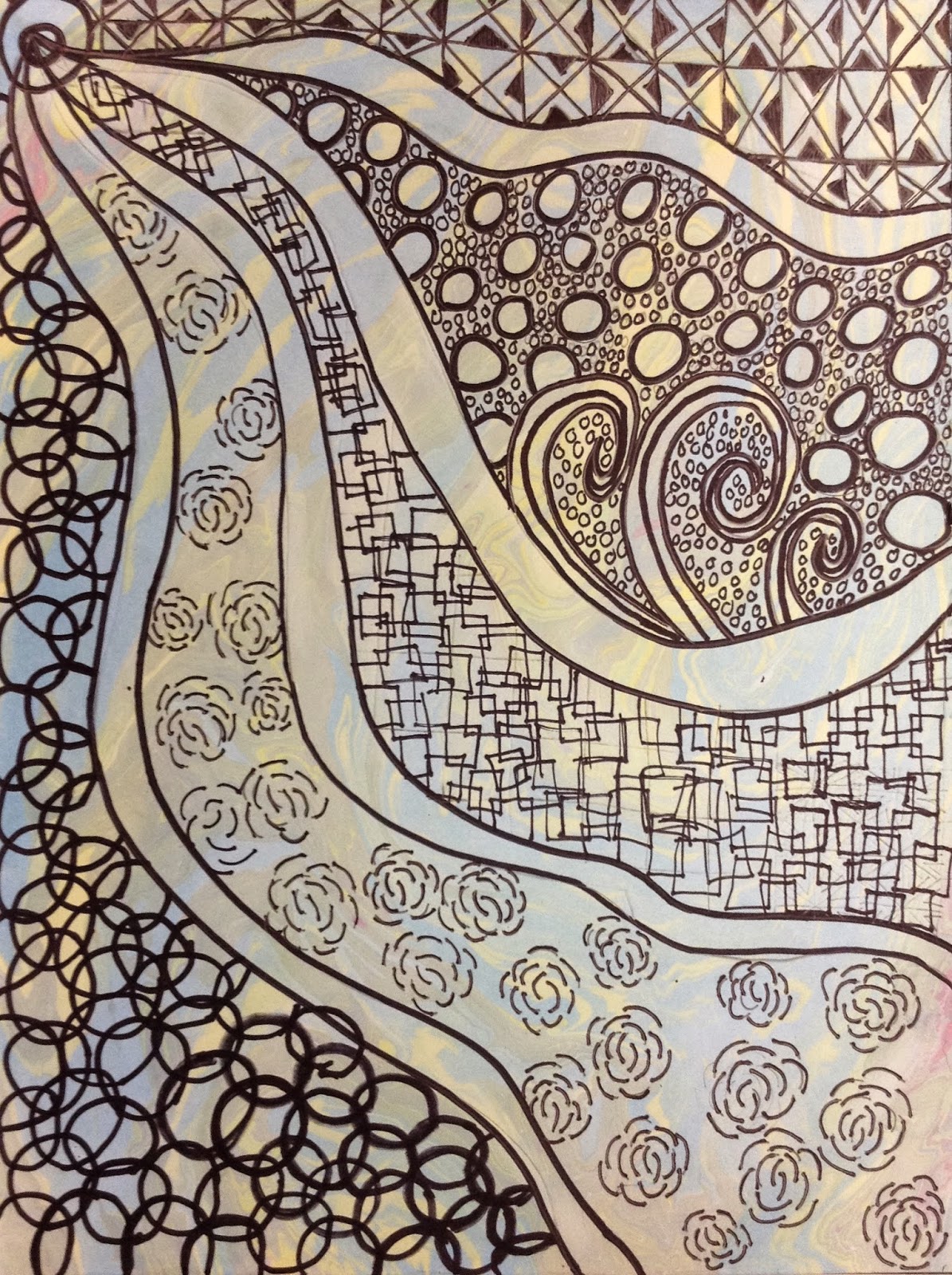 Bailey Elementary Art: 5th Grade- Zentangle on Marbled Paper