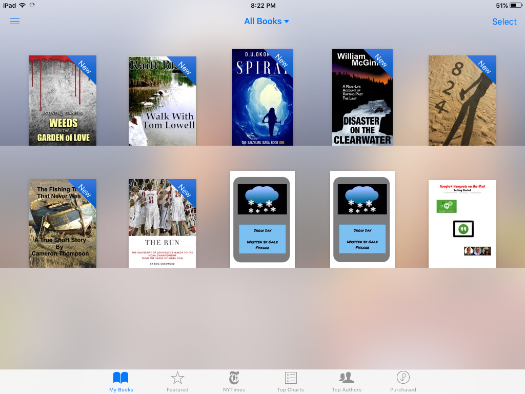 21 Things for Ipads: Ibook bookshelf screen shot