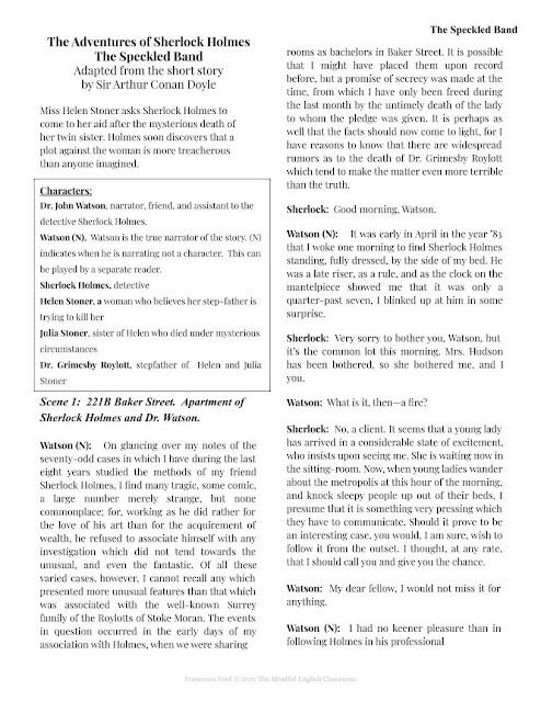 Sherlock Holmes - Adventure of the Speckled Band - Readers Theater ...