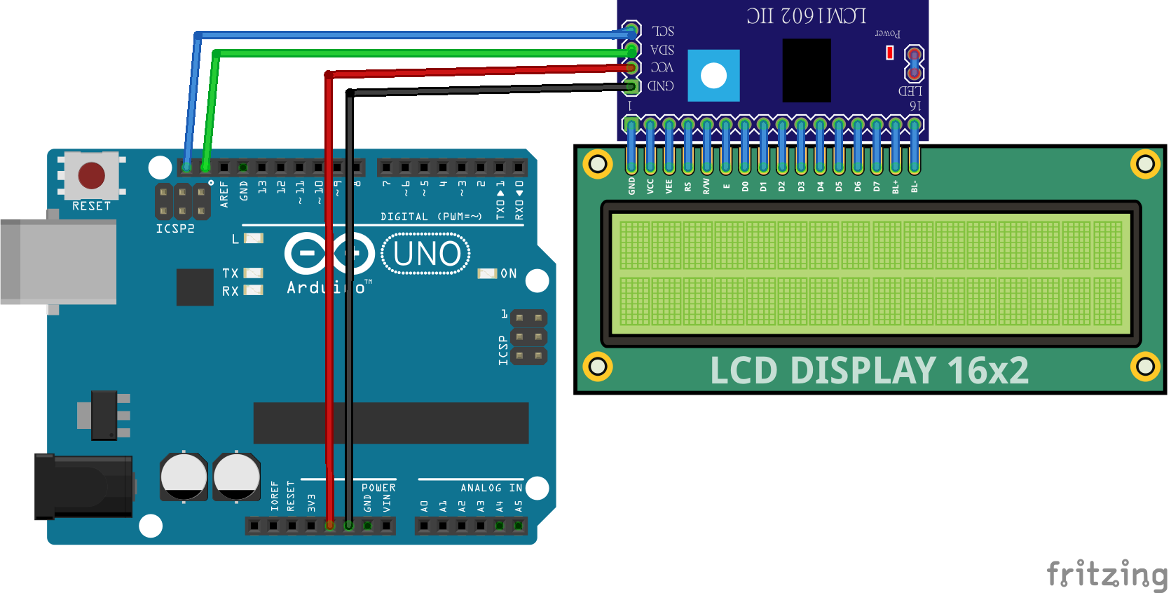 Arduino筆記(4)：在2x16 LCD上顯示字串訊息(含使用I2C轉接板)