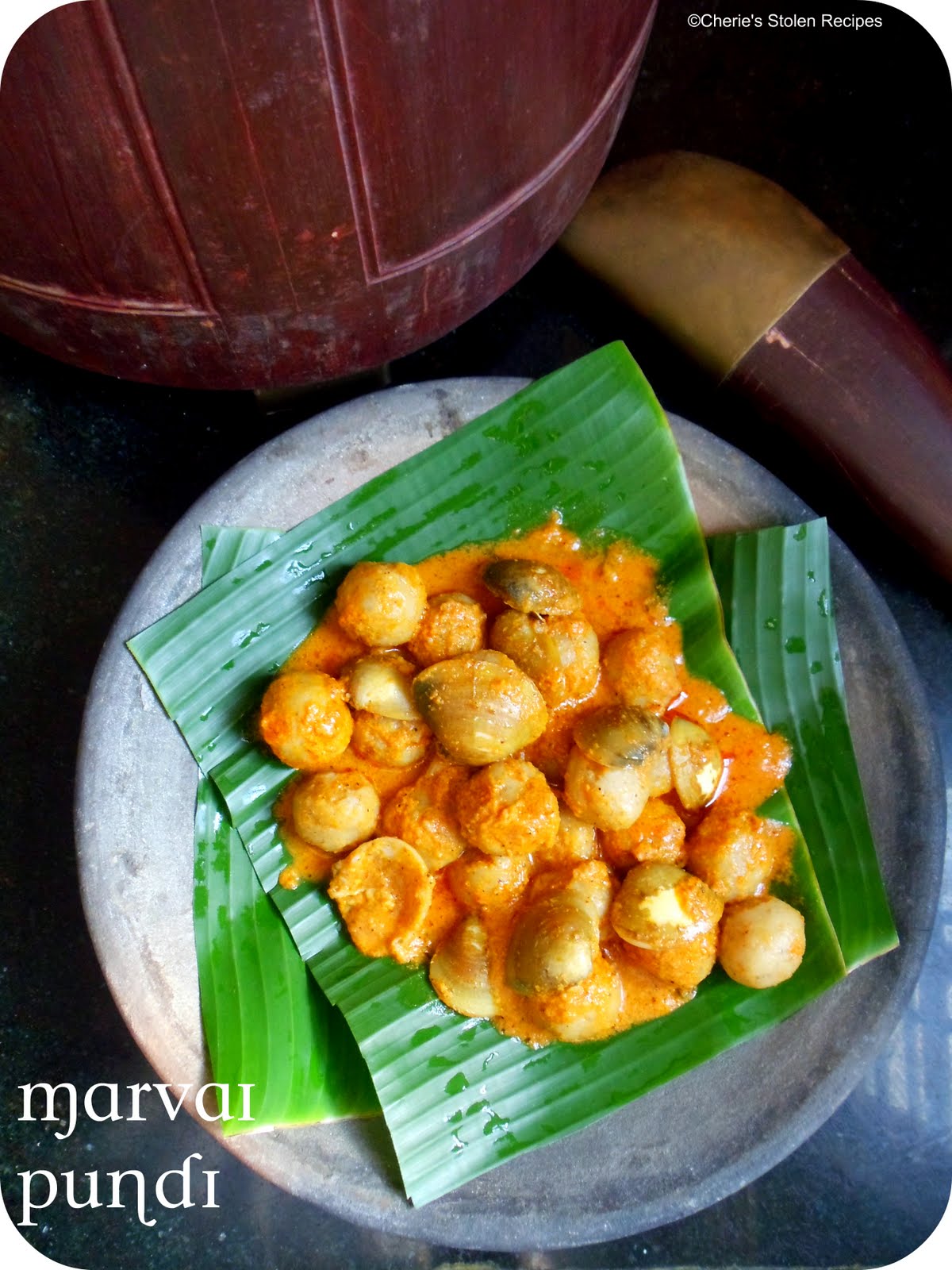 Cherie's Stolen Recipes: Marvai Pundi - Clams and Rice Dumpling Gravy