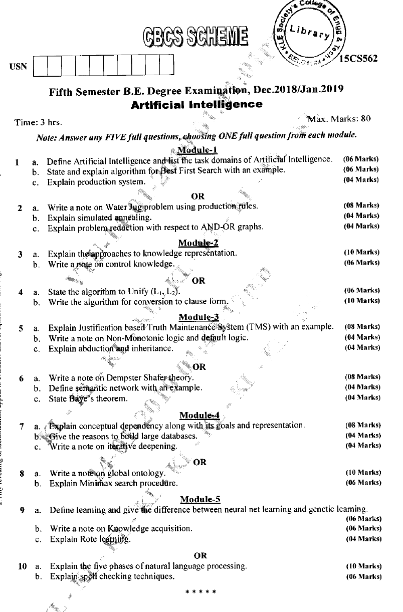 Visvesvaraya Technological University B.E. COMPUTER SCIENCE (CBCS ...