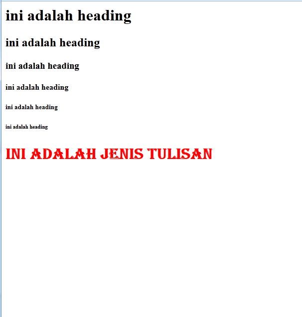 Jenis Tulisan dan Ukuran Heading Tulisan pada HTML | Pemrograman Komputer