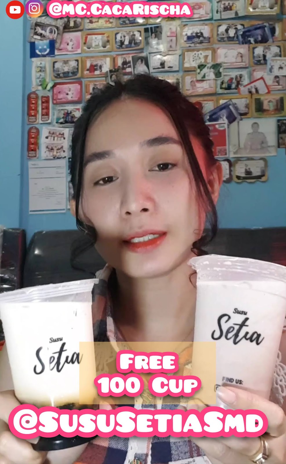 MC Caca Rischa: @SusuSetiaSmd || Free 100 Cup