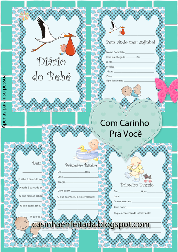 Diário do Bebê Menino para Imprimir (Grátis) | Diário do bebê, Quadros ...