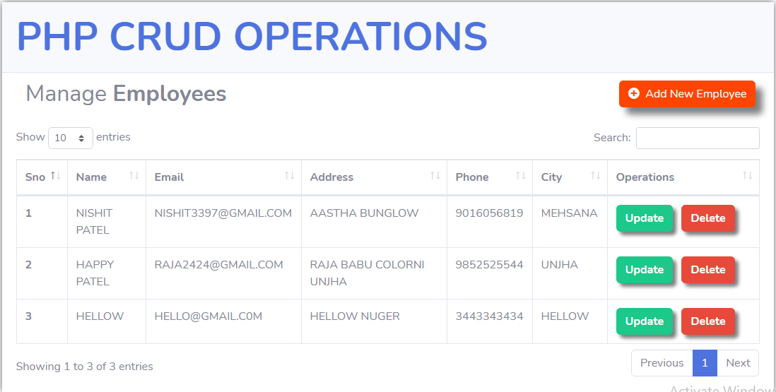 Core Php Crud Operation Using Mysqli (CORE PHP)
