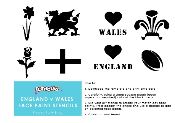 Flingers Party Shop Blog: England v Wales - Free Face Paint Stencils