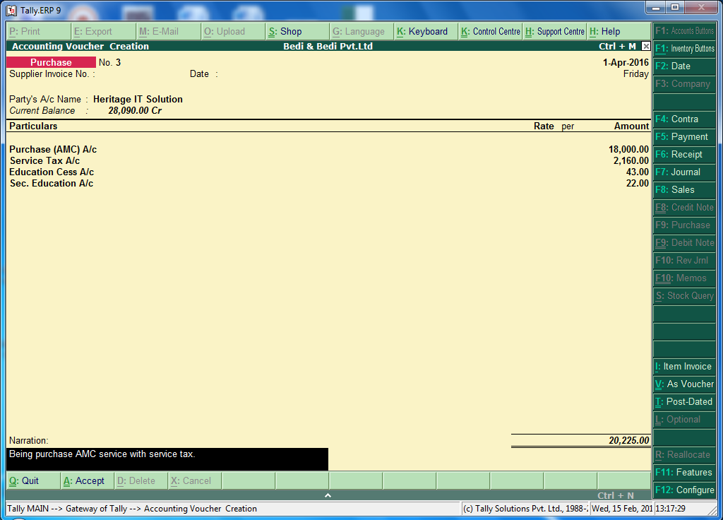 Tally (Purchase Voucher) Tally (Purchase Voucher)
