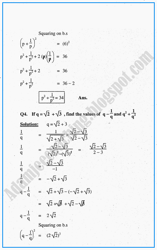 Adamjee Coaching: Exercise 2.8 - System of Real Numbers, Exponents and ...